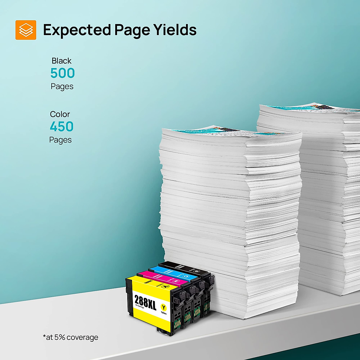 288XL Ink Cartridges Combo Pack, 288 XL T288 Ink High Capacity Remanufactured Ink Cartridge Replacement for Epson 288XL Ink Cartridges use with Epson XP-440 XP-446 XP-330 XP-340 XP-430 Printer, 4 Pack