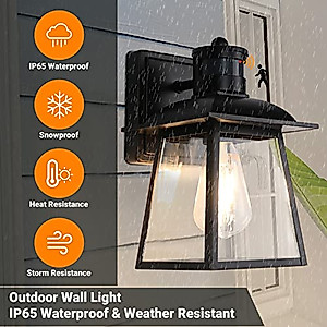 Qingmiao Dusk to Dawn Motion Sensor Wall Light Outdoor Porch Light Wall Lantern Outdoor Light Fixture Exterior Wall Mount Sconce