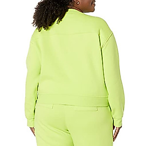 Amazon Essentials Women's Crop Drop Shoulder Sweatshirt (Available in Plus Size), Lime Green, Medium
