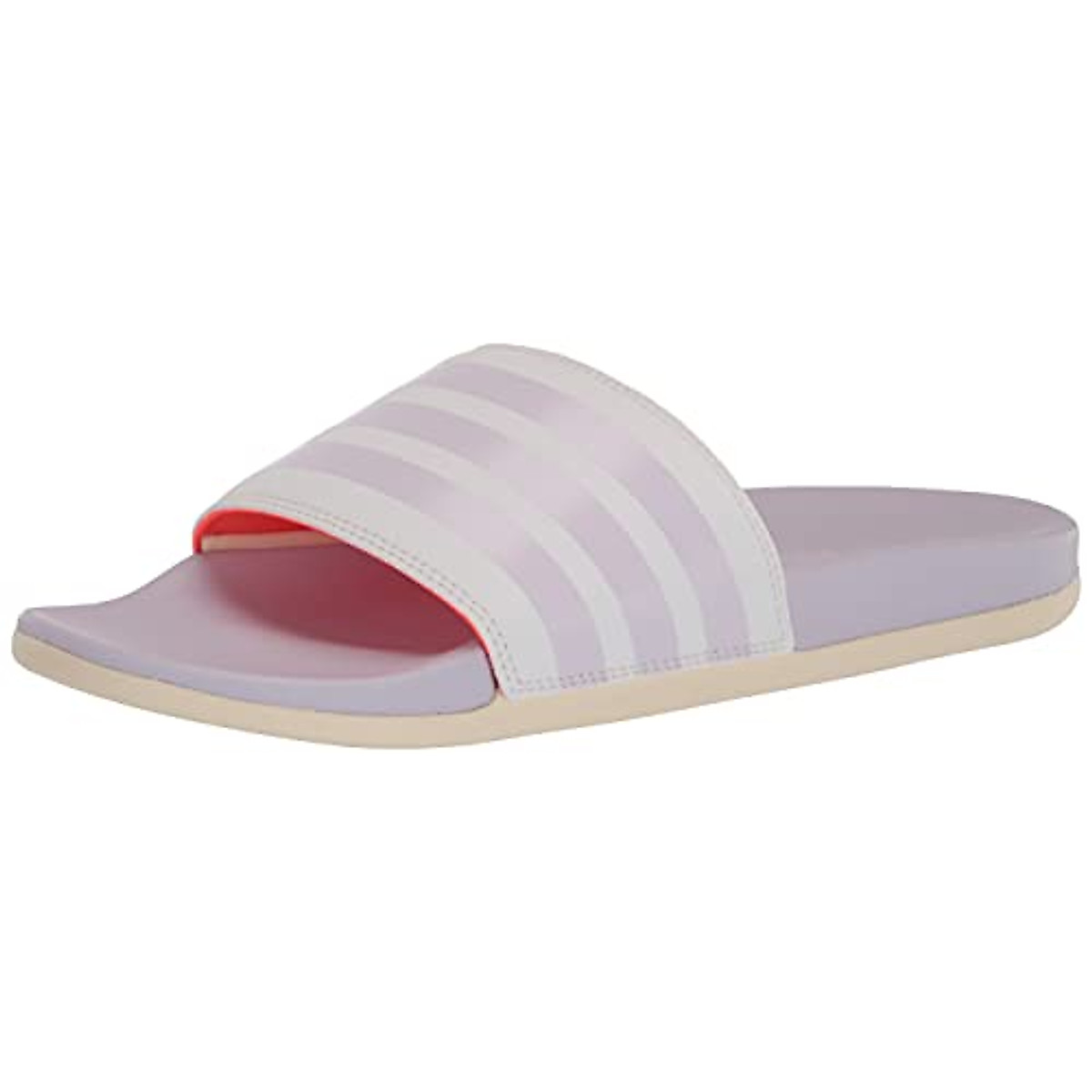 adidas Women's Adilette Comfort Slides Sandal, White/Purple Tint/Wonder White, 8