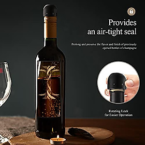 HGB Wine Stopper,Premium Wine Bottle Stopper Wine Pump Preserver Saver Kit Best Gifts for Wine Lovers,Longer Fresh Includes Vacuum Pump & 2 Reusable Air Bottle Stoppers1