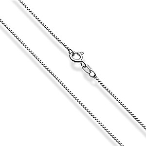 Miabella Solid 925 Sterling Silver Italian 1mm Box Chain Necklace for Women Men, Made in Italy (Length 18 Inches (Small))