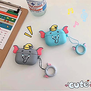 Semeving Compatible with Airpods Case,3D Cartoon Cute Design Silicone for Airpods 2nd Generation Case for Kids/Girls/Teens/Boys(Dumbo-Blue)
