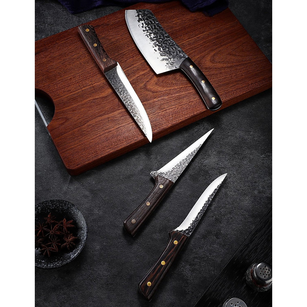 DRAGON RIOT Chef Butcher Knife Set for Meat Cutting with Roll Bag, 12 PCS Japanese Forged Chef Knives Set for Men and Women Gift for Men