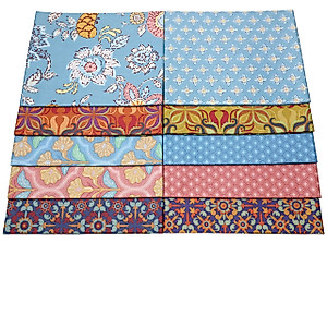Hanjunzhao 100% Cotton Fabric Fat Quarters Bundles 18 Inch x 22 Inch - 10 Pcs Pack, Bohemian Style and European Theme Print for Quilting Sewing Crafts