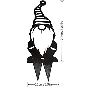 4PCS Steel Gnomes Decoration, Cute Hollowed Out Steel Garden Gnomes Statue, Art Dwarf Decor Branch Ornaments for Home Garden Yard Patio Outdoor Decoration