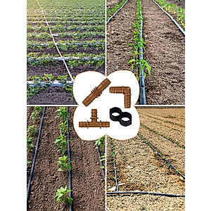 Kalolary 42Pcs Drip Irrigation Fittings Kit, 5/8 Inch Hose Barbed Connectors for Compatible Drip or Sprinkler System(2 Switch Valves, 8 Couplings, 8 Tees, 8 Elbows, 8 End Closures, 8 End Cap Plugs)