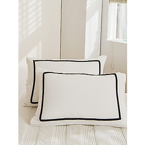 White Bedding Mini Pompom Duvet Cover Set Mini Cute Black Pom Pom Balls Fringe Design Boho Aesthetics Bedding Sets Queen 1 Pompom Duvet Cover 2 Pillowcases (Queen, White)…