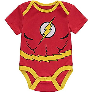 DC Comics Baby Boys Newborn 5 Infant Pack Short Sleeve Bodysuit Flash Superman Batman Aquaman Green Lantern Baby 0-3 months
