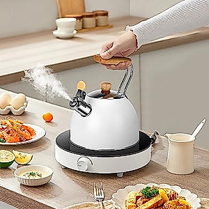 Tea Kettle, Beyoung 2.5 Liter Whistling Tea Kettle, Tea Pots for Stove Top Food Grade Stainless Steel with Wood Pattern Handle, Universal Base Suitable for Tea, Coffee, Milk