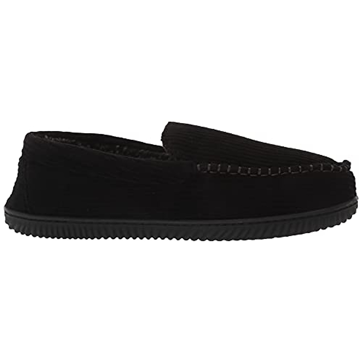 Dearfoams Men's Niles Corduroy Moccasin Slipper, Black, Small