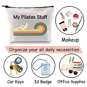 JXGZSO Funny Pilates Makeup Bag Pilates Lover Gifts My Pilates Stuff Cosmetic Pouch Bag Yoga Meditation Gift Yoga Instructor Gift