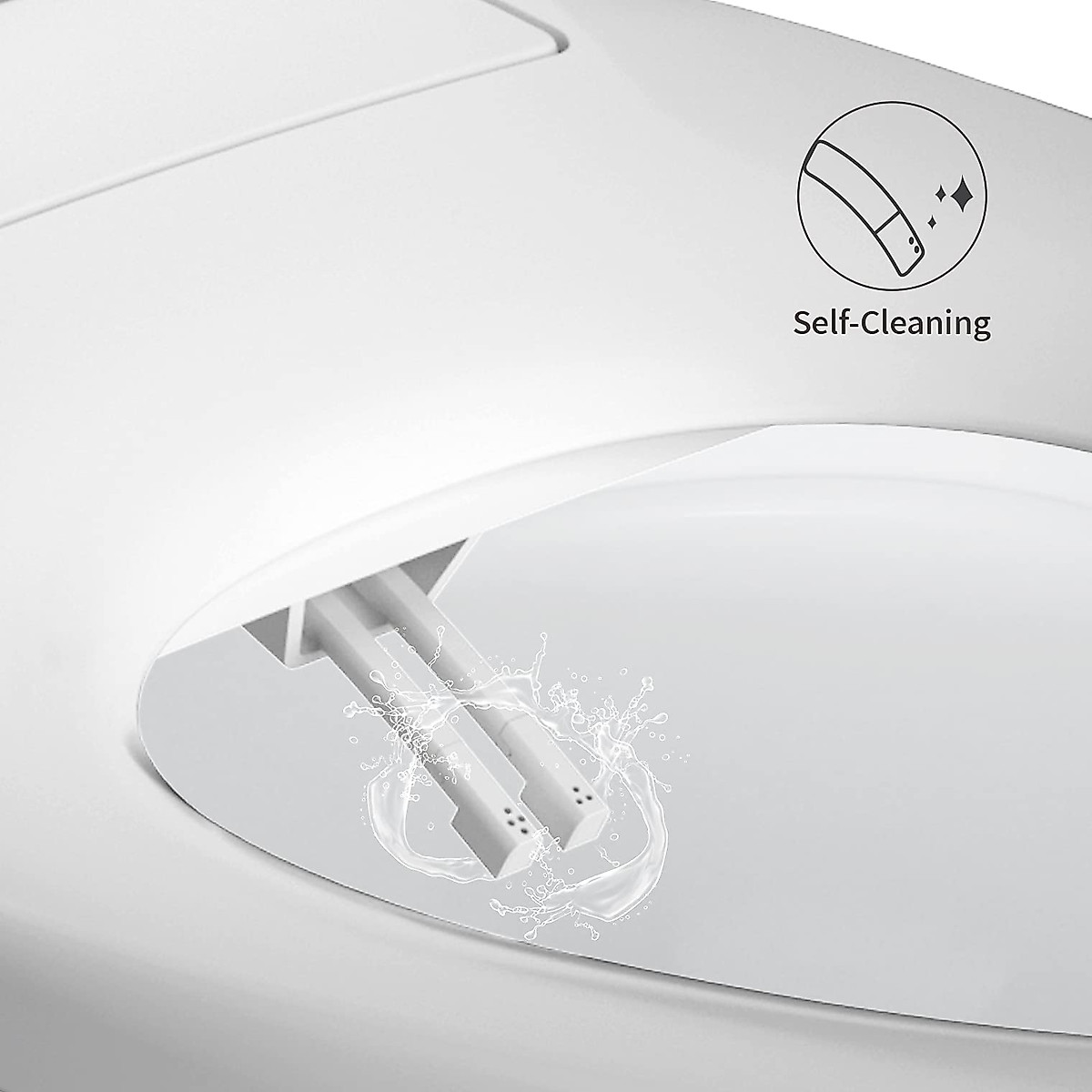 R&T Non-Electric Bidet Toilet Seat Elongated Self-Cleaning Dual Spray Nozzles for Rear & Feminine Wash