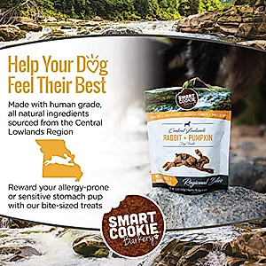 Smart Cookie All Natural Dog Treats - Rabbit & Pumpkin - Training Treats for Dogs & Puppies with Allergies, Sensitive Stomachs - Soft Dog Treats, Grain Free, Chewy, Human-Grade, Made in USA - 5oz Bag