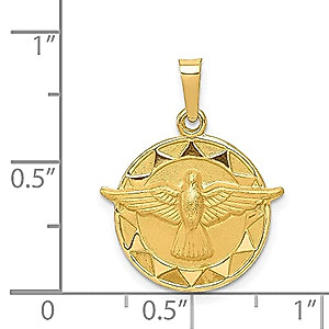 IceCarats 14K Yellow Gold Holy Spirit Medal Round Necklace Charm Pendant Only