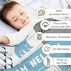 Personalized Baby Blankets for Boys Girls Custom Baby Blanket with Name for Toddlers Kids Fleece Bed Throw Blanket Swaddle for Newborn Customized Baby Gifts for Birthday Baby Shower Nursery Blanket