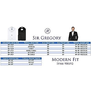 Sir Gregory Men's Fitted Tuxedo Shirt with Wing Collar French Cuffs and 1/4 Inch Pleat White Size S, 14-14.5 Neck 32/33 Sleeve