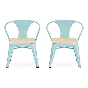 Delta Children Bistro 2-Piece Chair Set, Aqua Metal/Natural Birch