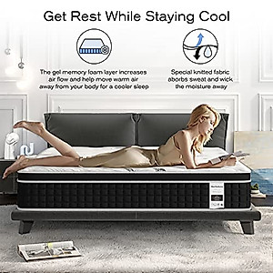 Martisiluna Full Mattress, 10.5 Inch Hybrid Gel Memory Foam Mattress in a Box, Individually Wrapped Pocket Coil Innerspring for Pressure Relief&Cooler Sleeping, CertiPUR-US Certified|10-Year Support