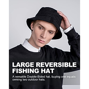 Zylioo XX-Large Reversible Bucket Hat,Oversize Summer Travel Bucket Hats,Wearable Sun Hat for Big Heads 25"-26"