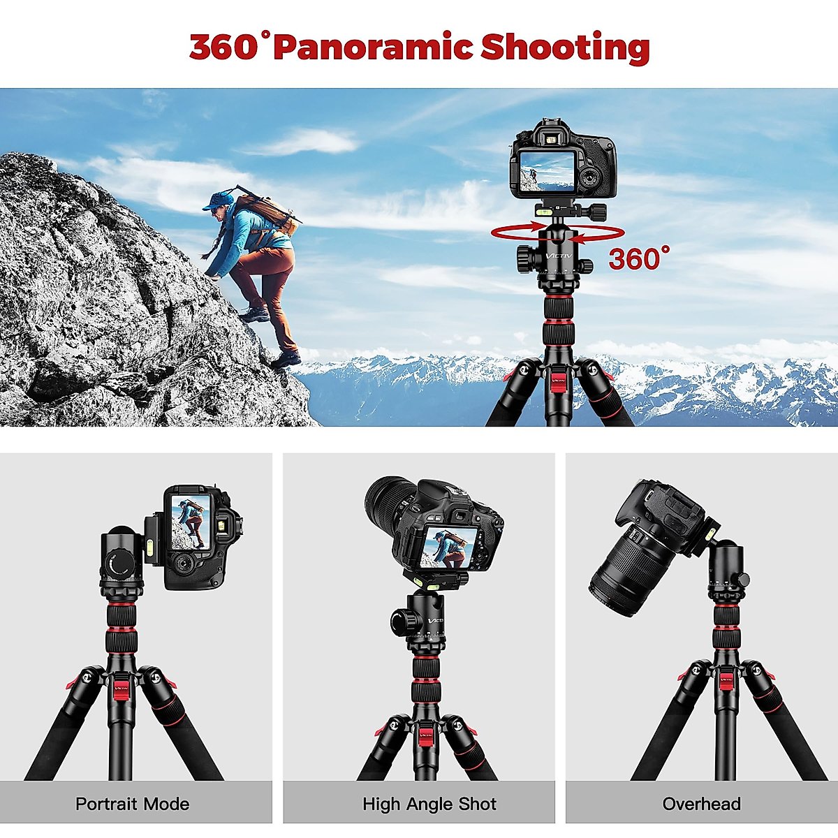Tripod for Camera, 80“ Heavy Duty Camera Stand Tripod, Professional Ball Head Tripod Stand with Twist Locks, Aluminum Tripod Stand for DSLR Camera Spotting Scope, Video Camera Tripods & Monopods