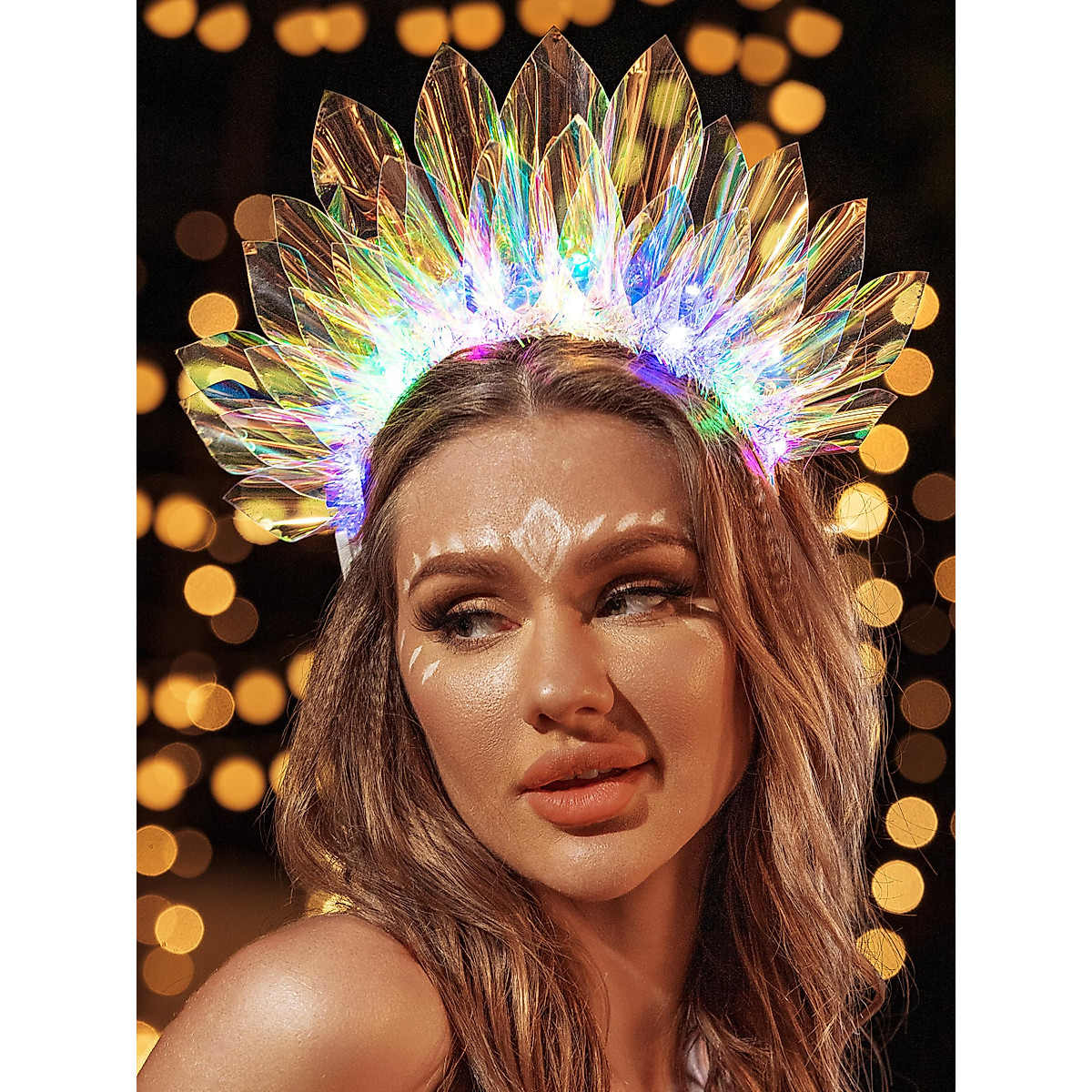 GENBREE Light Up Headband LED Glow Hair Band Rave Party Costume Crown Hair Accessories for Women