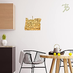 Totally Bamboo Destination Oregon State Shaped Serving and Cutting Board, Includes Hang Tie for Wall Display