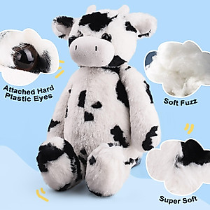 LotFancy Cow Stuffed Animals, 16 inch Tubbie Wubbie Soft Plush Cow for Babies, Farm Animal Toy Birthday for Boys Girls, White and Black, Kids Room Decoration