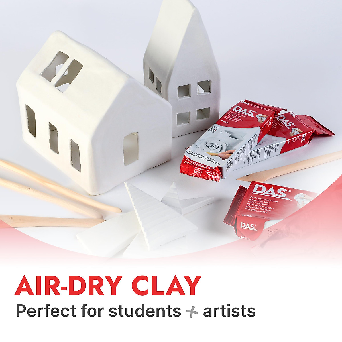DAS Air-Hardening Modeling Clay - White Air Dry Clay 2.2lb Block - Pliable Air Clay for Sculpting and Coating - Easy to Use Air Dry Modeling Clay for All Ages - Molding Clay for Sculpting and More