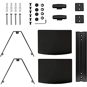 suptek Speaker Mount, Floating Glass Shelf Wall Mount Bracket for DVD Players/Cable Boxes/Games Consoles/TV Accessories, 2 Shelves, Black CS202