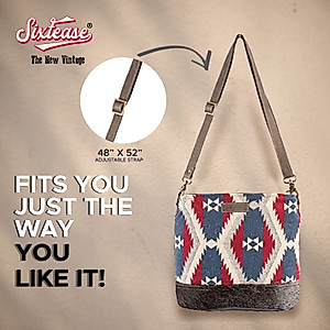 SIXTEASE Womens Shoulder Bag Vintage Style Shoulder Bags for Women - Made with Genuine Leather, Upcycled Canvas, or Hair On - Handmade, Adjustable Strap, Brass and Zinc Hardware - Primrose