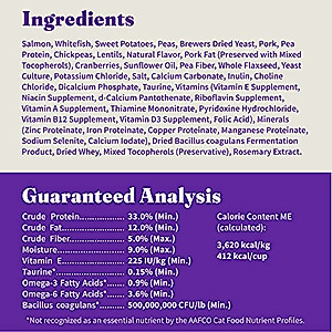 Halo Holistic Indoor Cat Food Dry, Grain Free Wild-caught Salmon & Whitefish Recipe for healthy weight support, Complete Digestive Health, Dry Cat Food Bag, Adult Formula, 6-lb Bag