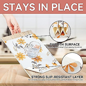 RAY STAR Shelf Liner, Non Adhesive Bue Daisy Floral Cabinet Liner for Pantry Drawer Vanity, Strong Grip Non Slip Waterproof, Shelf Liners for Kitchen Cabinets