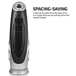 Ovente Portable Electric 30.4 Inch 90° Oscillating Tower Fan with 3 Speeds controlled by Manual Analog Knob with Low-Noise Technology Cool Air Breeze, Indoor, Bedroom, Home, Office, Silver TF87S