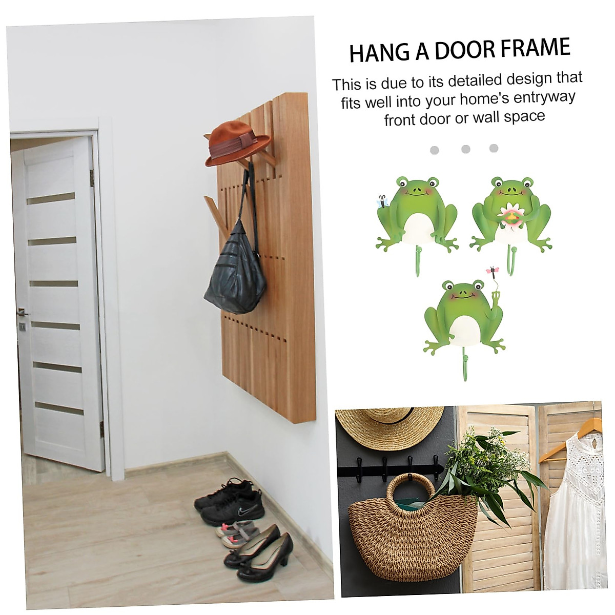 GOOHOCHY 3pcs Frog Hook Wall Decoration Wall Mounted Hooks Towel Hooks Decorative Hook Key Hanger Cute Wall Hook Frog Shaped Hanger Key Hook Iron Wall-Mounted Coat Hanger Hooks