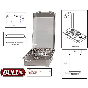 BULL GRILLS The Angus 30" Grill Natural Gas with Single Side Burner, Stainless Steel Sink,Grill Cover, Refrigerator, Door & Drawer Combo with 5 in 1 BBQ Tool Set | FREE Bio-Ethanol Table-top Fire pit