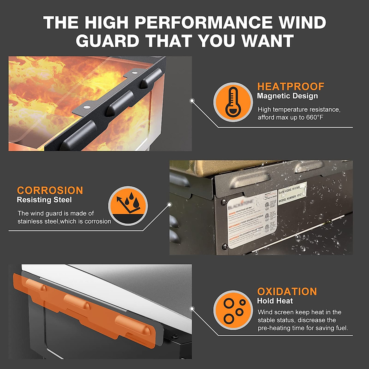 Wind Guards for Blackstone 22 Inch Griddle,Magnetic Stainless Steel Wind Screen Blackstone Griddle Accessories for Grill,Protect Flame,Save Propane,Hold Heat