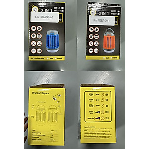 2Pack Solar Bug Zapper Light Bulb 3 in 1 Mosquitoes Killer USB Rechargeable Camping Light Flashlight,IPX6 Waterproof Portable Light Bulb Zapper Outdoor for Travel Hiking,Doorway,Balcony,Corridor