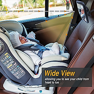 Innokids Baby Car Mirror for View Infant in Rear Facing Back Seat with Clear View Convex Shatterproof Glass (Black)