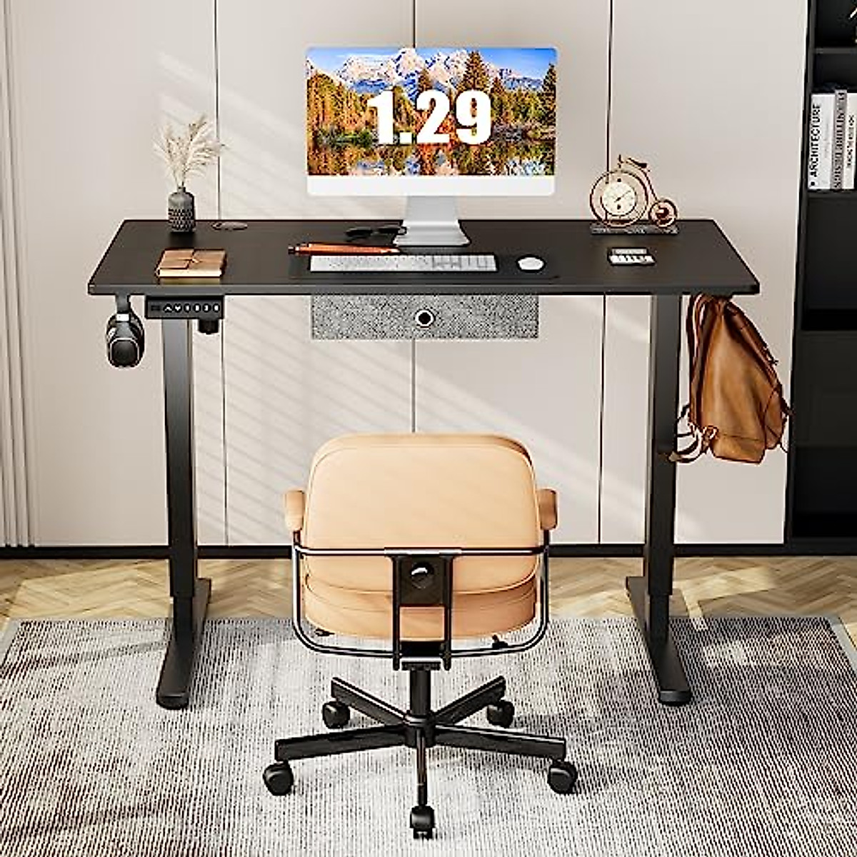 Standing Desk with Drawer, 63 x 24 Inch Home Office Electric Stand Up Desk with Drawer Storage, Height Adjustable Sit Stand Ergonomic Computer Desk with Wire Hole and Hook for Workstation, Study