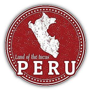 DG Graphics Peru Map Grunge Stamp Art Decor 5'' x 5'' Magnet Vinyl Magnetic Sheet for Lockers, Cars, Signs, Refrigerator