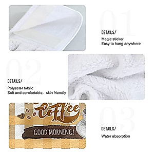 Coffee Hand Towels Set 2 Pcs Fashion Absorbent Dish Cloth Tie Towel Soft Dry Towel for Bathroom Kitchen Home Decor 18.2 L x 14 W