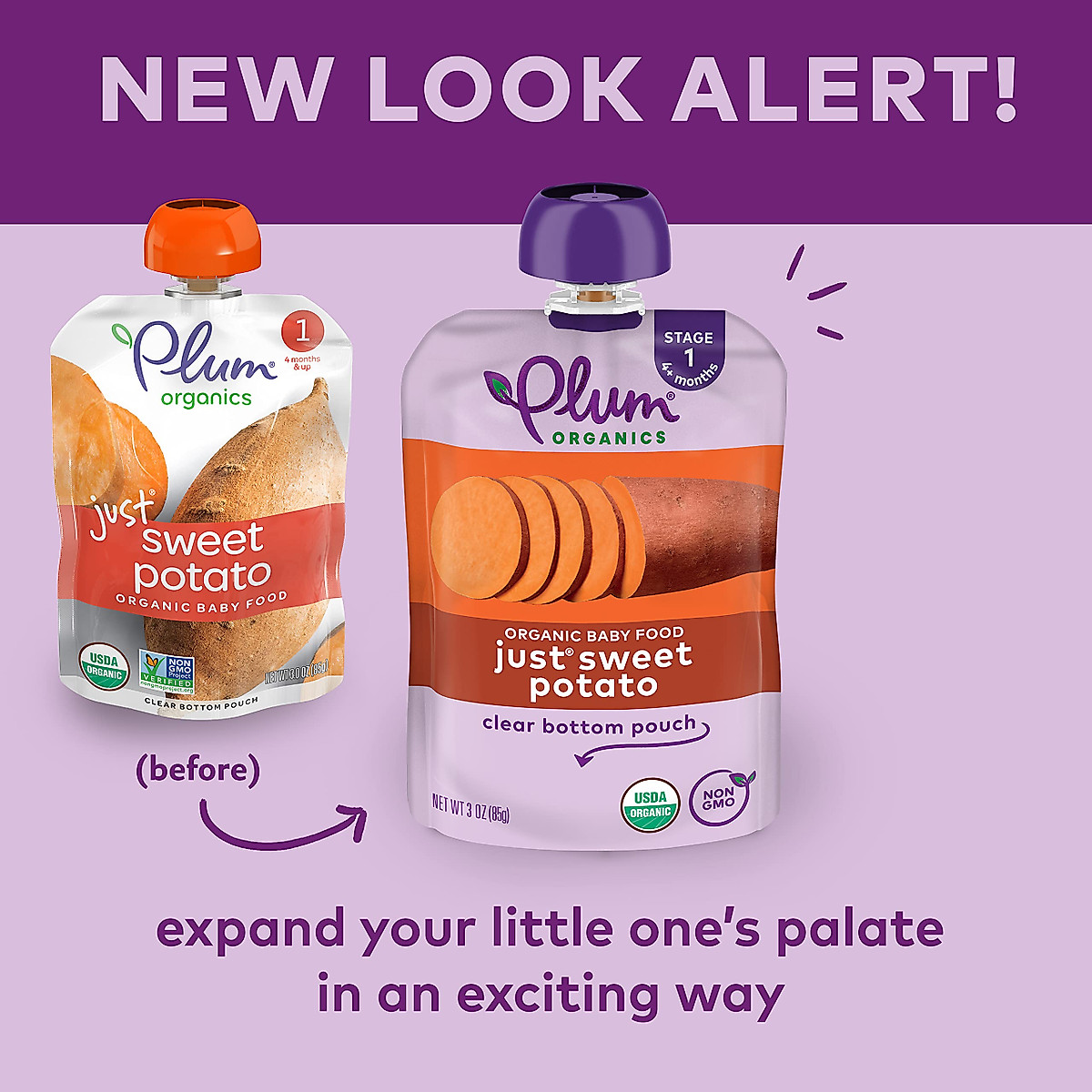 Plum Organics Stage 1, Organic Baby Food, Just Sweet Potato, 3 Oz