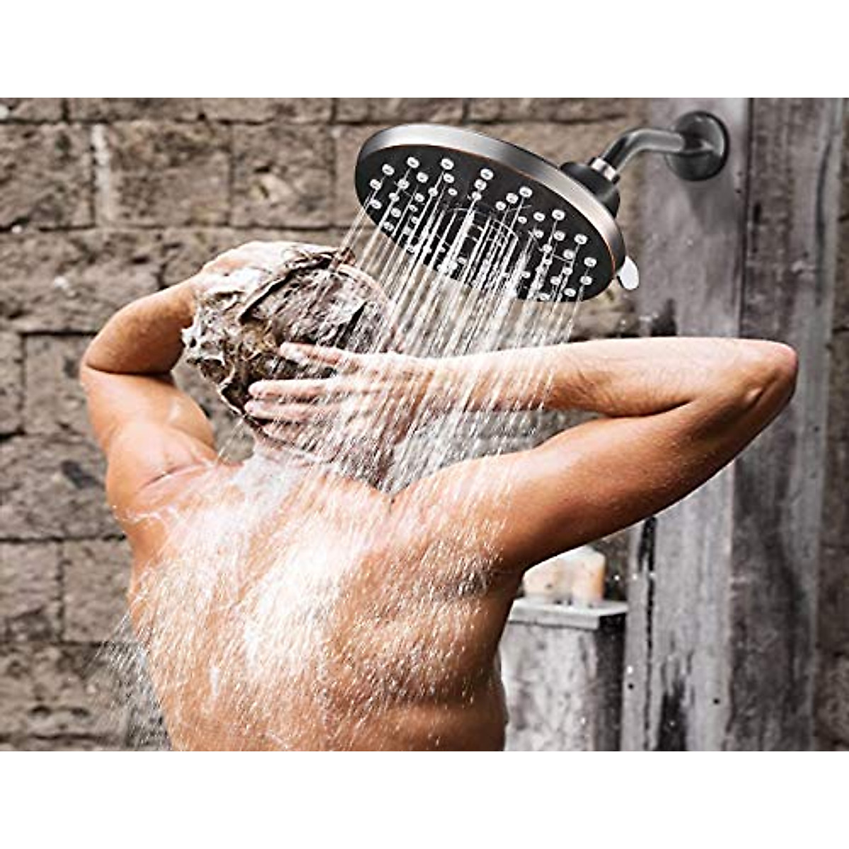 BIRGHT SHOWERS Rain Shower Head 8 Inch Four Spray Settings Fixed Shower Head with Adjustable Brass Ball Joints, Oil-Rubbed Bronze