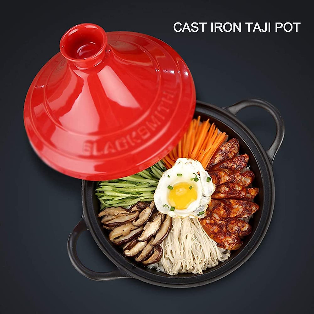 Moroccan Tagine Pot, 27cm Handmade Ceramic Tajine Pot Cookware with Lid and Dual Handle for Cooking and Stew Casserole Slow Cooker (Pink)