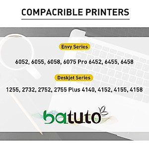 batuto Remanufactured Inkjet for HP 67 3YM59A 3YM58A (Black Tri-Color 2 Pack) Replacement for HP Envy Pro 6452, 6455, 6458, HP DeskJet 1255, 2732, 2752, 2755, HP DeskJet Plus 4140, 4152