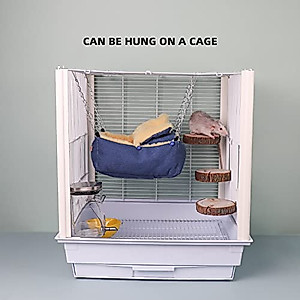 Rat Hammock for Cage, Guinea Pig Hideout Small Animal Hammock House Rat Hut, Sugar Gliders Beds Cage Accessories for Chinchilla,Hamster,Rat,Bunny,Squirrel,Gerbil (Blue)