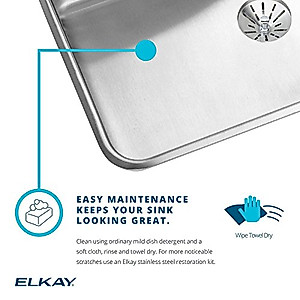 Elkay ELUH211510 Lustertone Classic Single Bowl Undermount Stainless Steel Sink