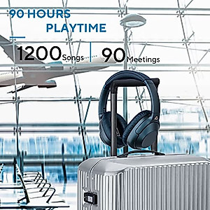 Ankbit Hybrid Active Noise Cancelling Headphones, 90H Playtime Wireless Over-Ear Bluetooth Headphones, Hi-Fi Sound, Clear Calls, Multipoint Connection, Comfort Earpads for Travel/Work