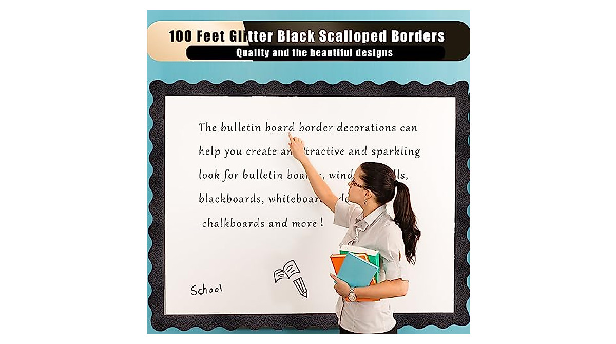 Black Glitter Bulletin Board Borders – Shiny Classroom Decor